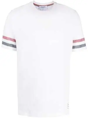 Thom Browne Tri-colour Striped Knit T-shirt - White