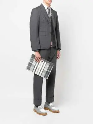 Thom Browne Grosgrain-loop Trim Clutch - Grey