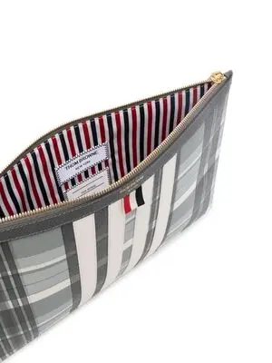 Thom Browne Grosgrain-loop Trim Clutch - Grey