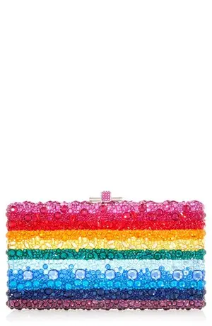 Judith Leiber Rainbow Stripe Crystal Box Clutch