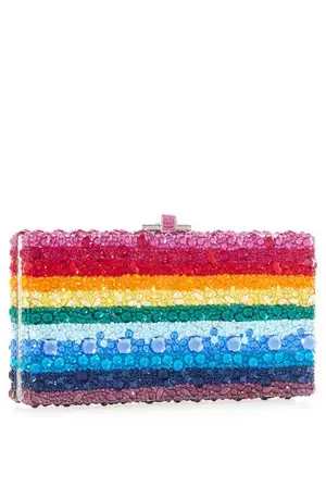 Judith Leiber Rainbow Stripe Crystal Box Clutch
