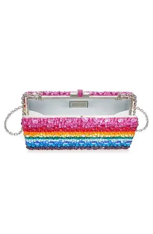 Judith Leiber Rainbow Stripe Crystal Box Clutch