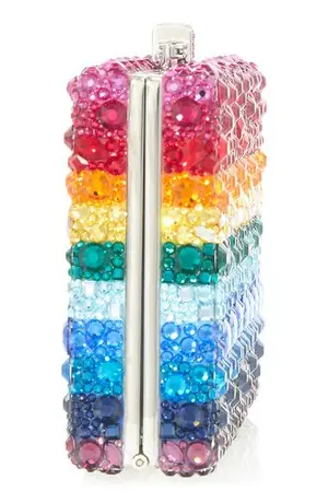 Judith Leiber Rainbow Stripe Crystal Box Clutch