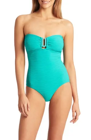 SEA LEVEL Sea Level U-Bar Bandeau One-Piece Swimsuit Aqua
