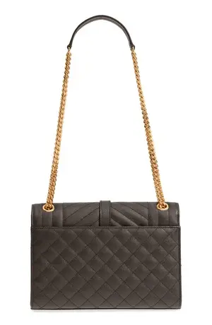 Saint Laurent Cassandra Quilted Envelope Bag - Pebble