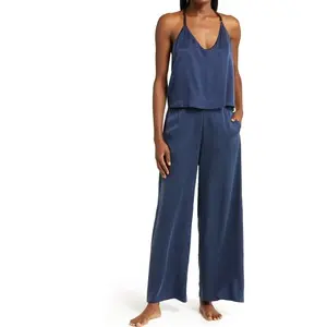 Lunya Washable Mulberry Silk Pajamas - Deep Blue