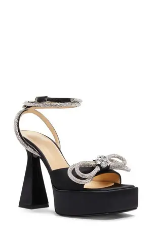 Mach & Mach Double Bow Platform Sandal - Black
