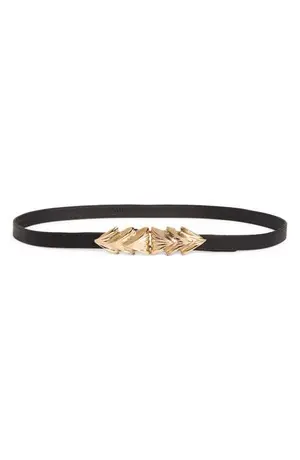 RAINA BELTS Three Shells Leather Belt - Black