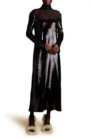 Khaite Leibel Sequin Long Sleeve Maxi Dress In Black - 70% Off |  Editorialist