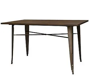AMERIHOME Metal Dining Table With Wood Top Gu Nmetal Silver - One-color