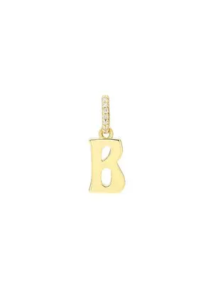 MARLO LAZ Alphabet 14k Yellow Gold & 0.045 Tcw Diamond Letter Charm Initial B