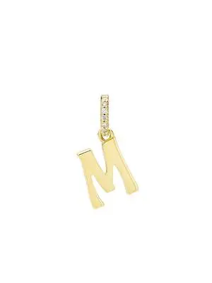 MARLO LAZ Alphabet 14k Yellow Gold & 0.045 Tcw Diamond Letter Charm Initial M