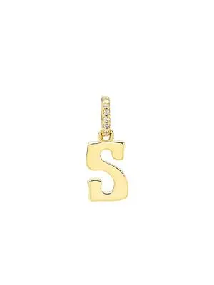 MARLO LAZ Alphabet 14k Yellow Gold & 0.045 Tcw Diamond Letter Charm Initial S