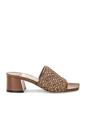 JIMMY CHOO Themis 45 Raffia Mule In Brown