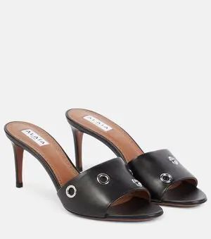 Alaïa Oeillets Embellished Leather Sandals - Black