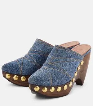 Alaïa Le Sabot Denim Mules - Blue