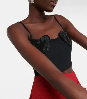 Blumarine Crystal-embellished Cropped Top