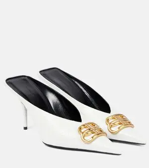 Balenciaga Square Knife Bb Mules In White - 40% Off | Editorialist