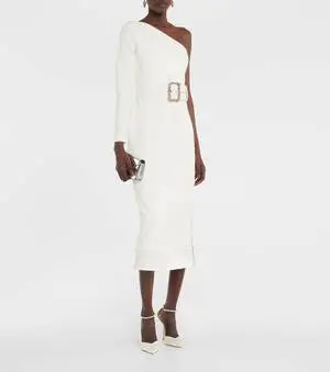 Safiyaa Asymmetrical Crêpe Midi Dress