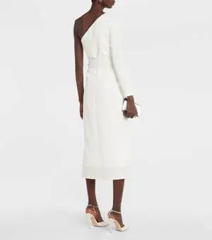 Safiyaa Asymmetrical Crêpe Midi Dress