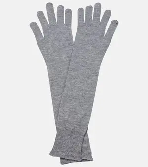 Alaïa Cashmere And Silk Gloves - Grey
