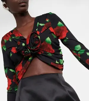 Magda Butrym Floral Ruched Crop Top - Multicoloured