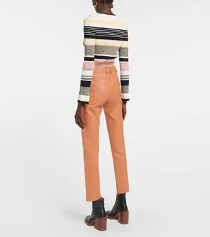 JOSEPH High-rise Leather Pants - Brown