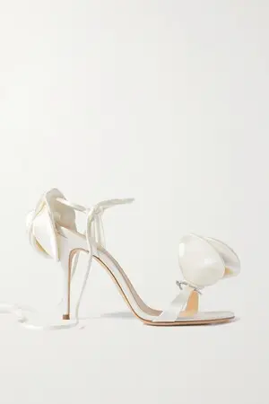 Magda Butrym Appliquéd Satin Sandals - Ivory