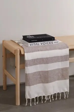 Brunello Cucinelli Fringed Striped Linen-blend Blanket