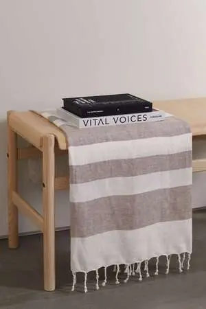 Brunello Cucinelli Fringed Striped Linen-blend Blanket