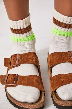 AMERICAN TRENCH American Trench Retro Shortie Crew Socks Brown/green
