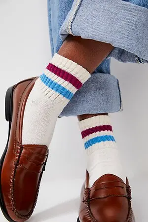 AMERICAN TRENCH American Trench Retro Shortie Crew Socks Sky Berry