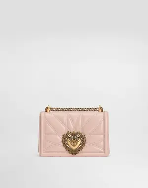 Dolce & Gabbana Medium Devotion Bag In Quilted Nappa Leather - Pale Pink