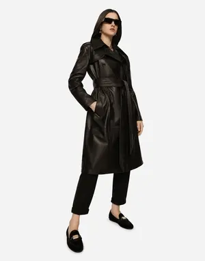 Dolce & Gabbana Belted Double-breasted Leather Coat