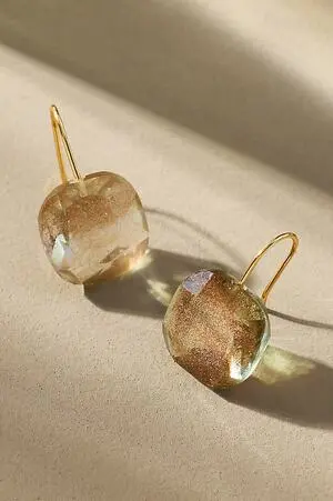 Anthropologie Floating Crystal Earrings Gold Metallic