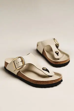 BIRKENSTOCK Gizeh Big Buckle High Shine Sandals - Oyster