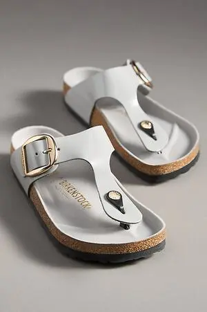 BIRKENSTOCK Birkenstock Gizeh Big Buckle High Shine Sandals Stone Coin