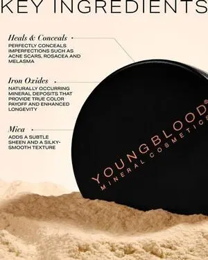 YOUNGBLOOD MINERAL COSMETICS Natural Loose Mineral Foundation, 0.35 Oz - Hazelnut