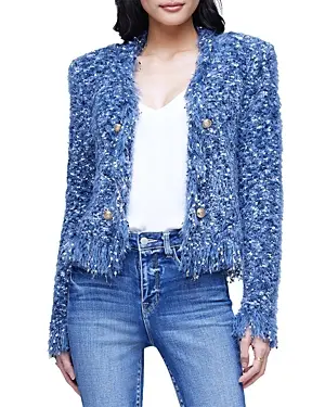 L'Agence Azure Cardigan Blazer - Blue Multi