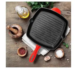 NUTRICHEF Cast Iron Square Skillet Grill Pan