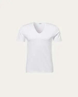 Zimmerli Sea Island V-neck Cotton T-shirt - White