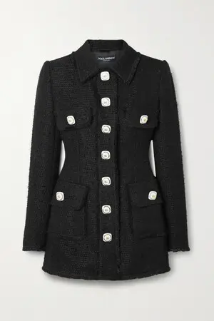 Dolce & Gabbana Button-embellished Bouclé-tweed Blazer