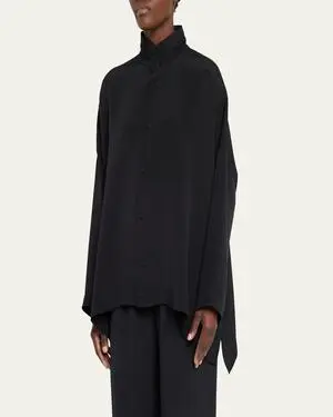 Eskandar Wide Fit Shirt - Black