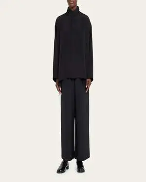 Eskandar Wide Fit Shirt - Black