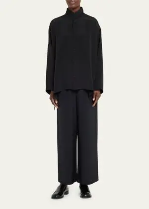Eskandar Wide Fit Shirt - Black