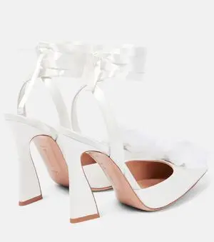 GIANVITO ROSSI Flower-embellished Satin Pumps