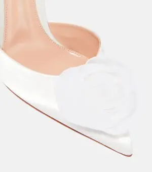 GIANVITO ROSSI Flower-embellished Satin Pumps