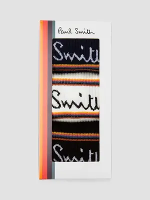 Paul Smith 3-pair Cotton-blend Logo Socks