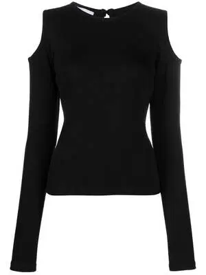 IOANA CIOLACU Fine-ribbed Cold-shoulder Top