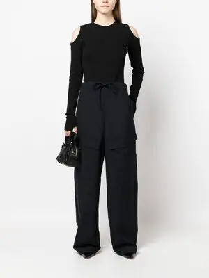 IOANA CIOLACU Fine-ribbed Cold-shoulder Top